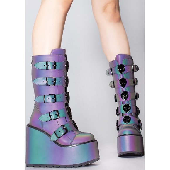 YRU | Shoes | Yru Dune Alien Platform Boots In Reflective | Poshmark